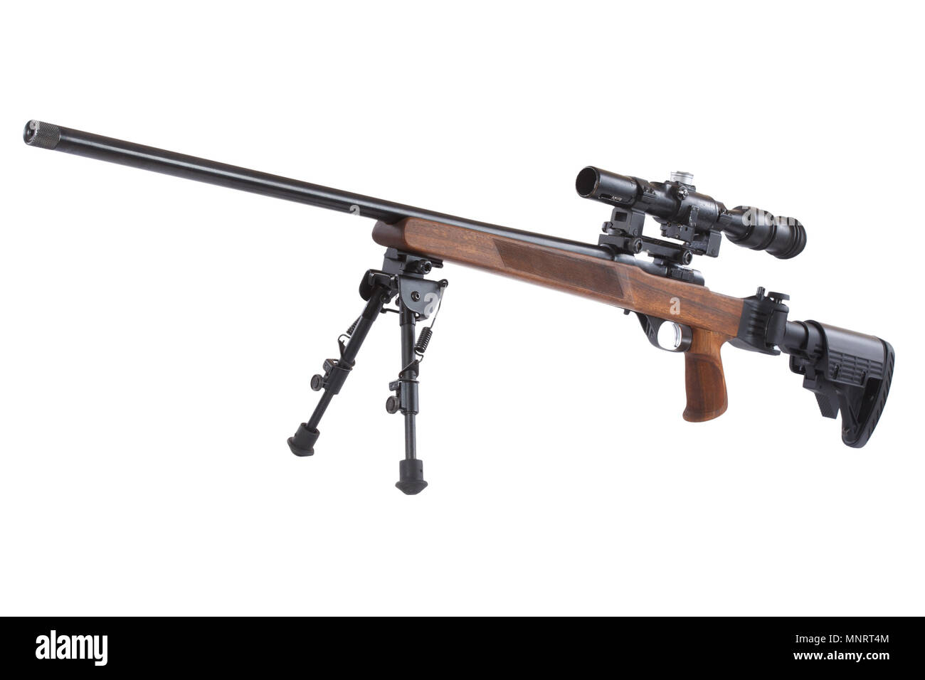 Sniper rifle on bipod isolated on white background Stock Photo - Alamy