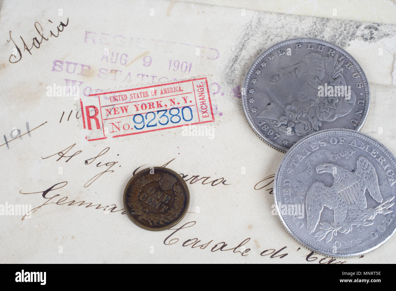 Vintage background with old paper, old ink pen, handwriten letters and ...