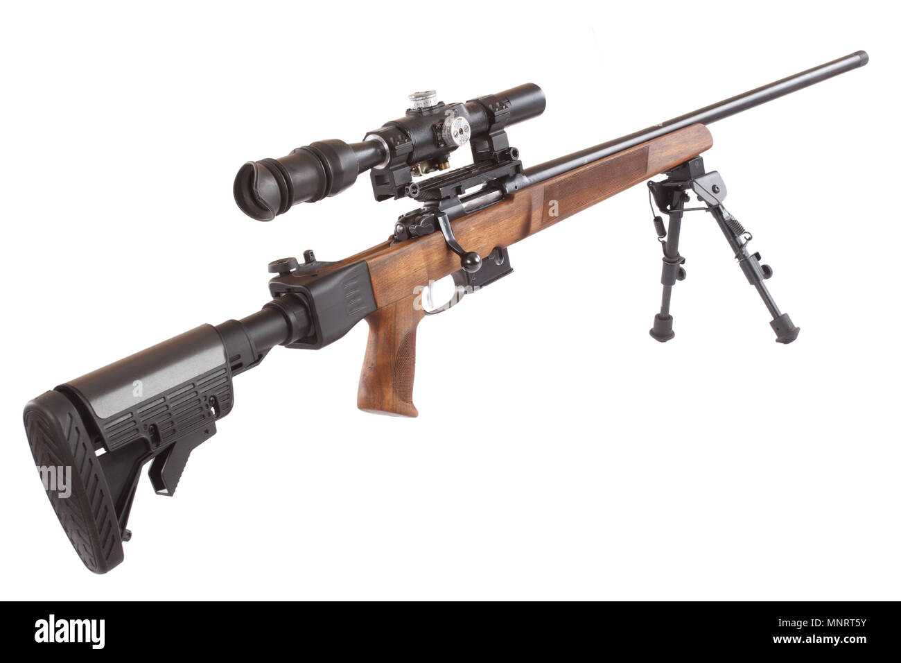 Sniper rifle on bipod isolated on white background Stock Photo - Alamy