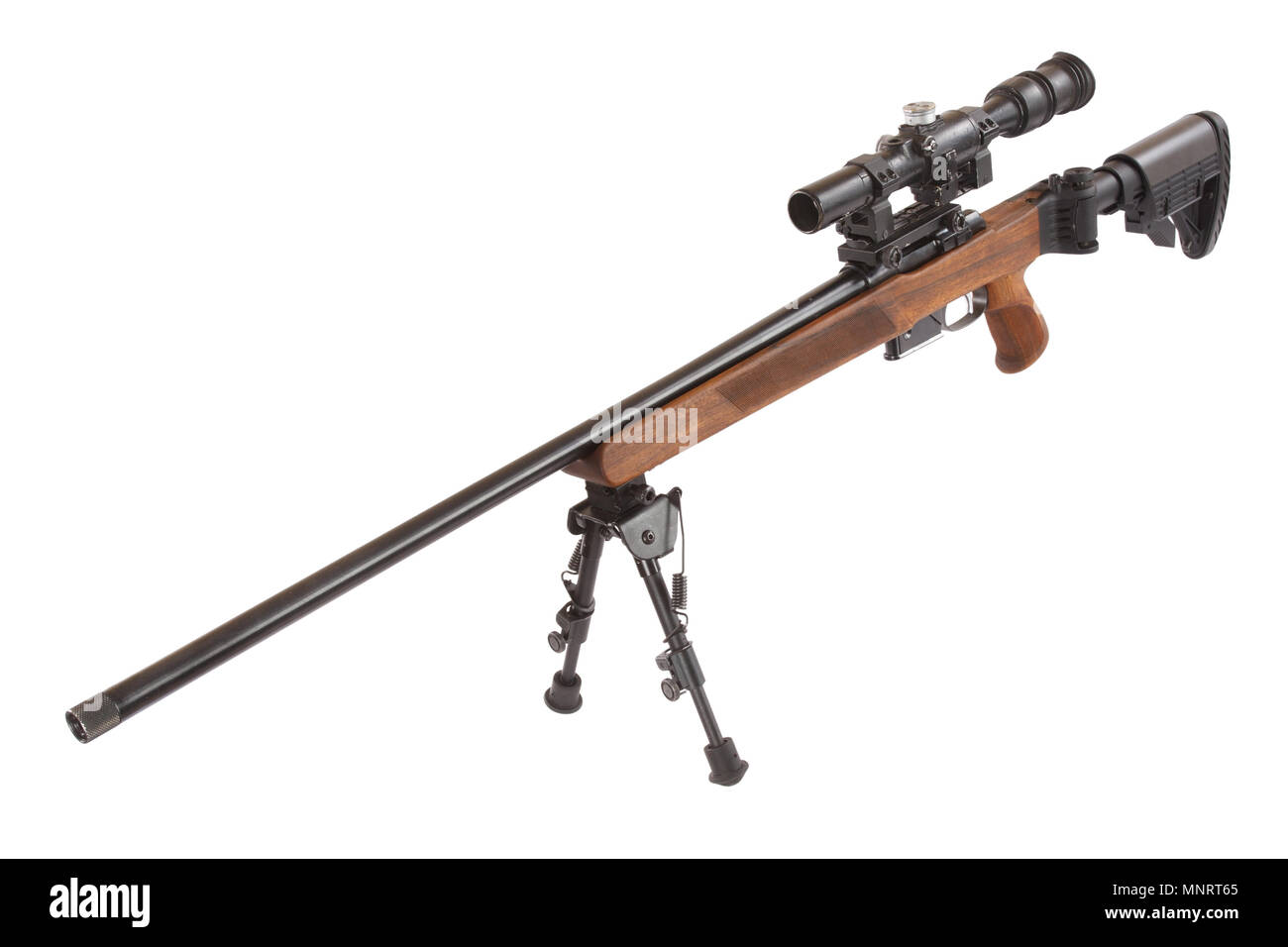 Sniper rifle on bipod isolated on white background Stock Photo - Alamy