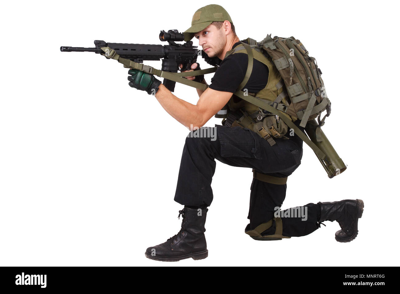 rifleman with m16 rifle isolated on white Stock Photo - Alamy