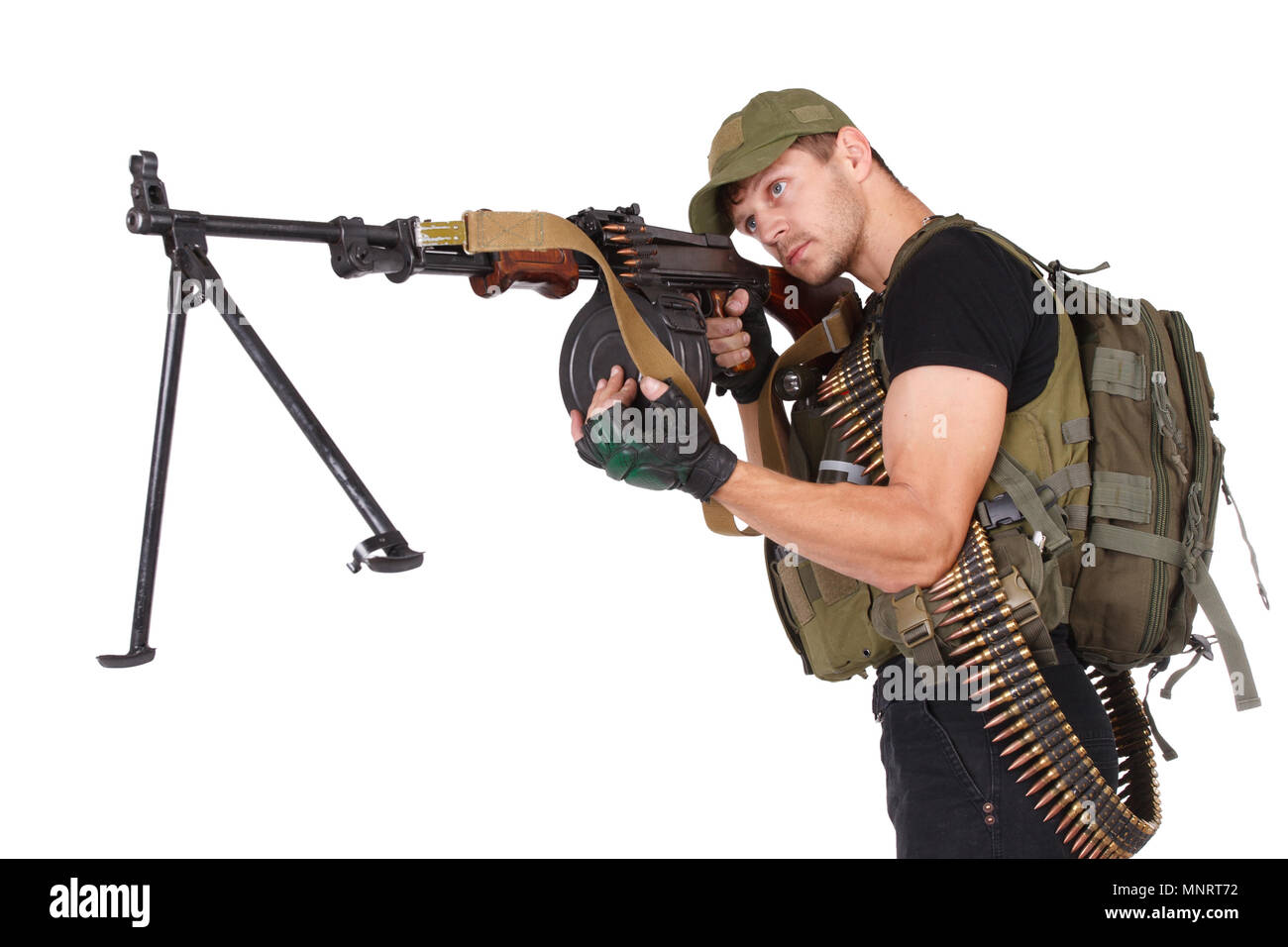 gunner with RPD gun isolated on white Stock Photo - Alamy