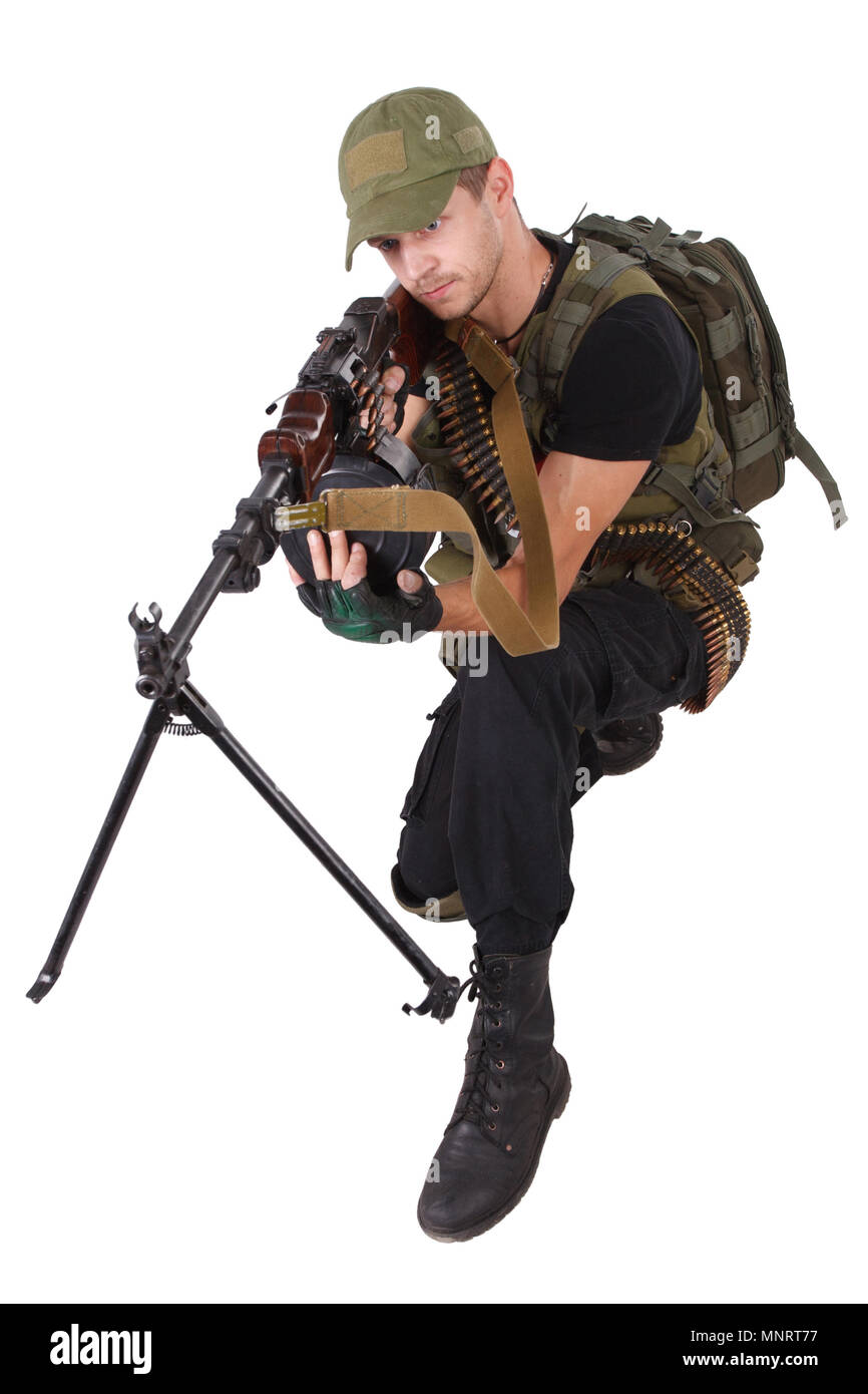 gunner with RPD gun isolated on white Stock Photo - Alamy
