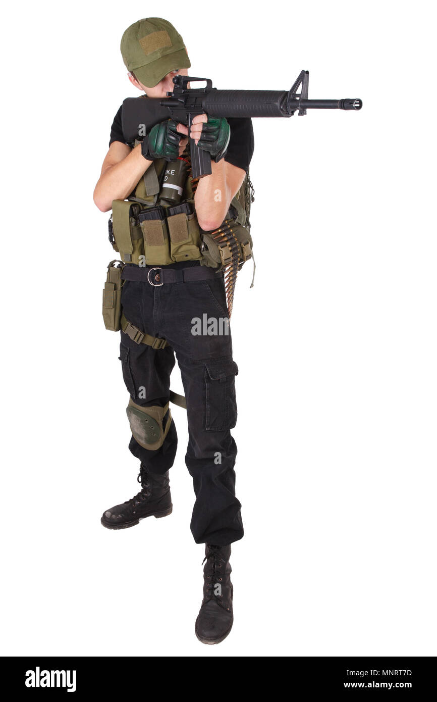 rifleman with m16 rifle isolated on white Stock Photo - Alamy