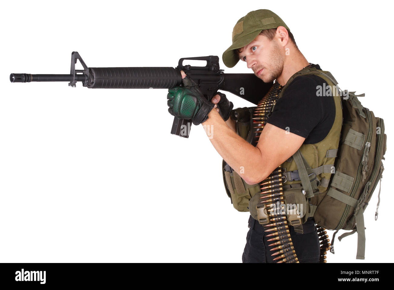 rifleman with m16 rifle isolated on white Stock Photo - Alamy