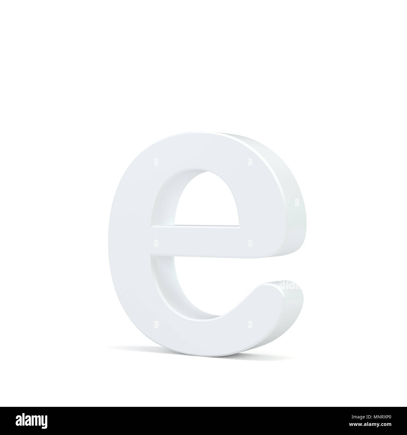 White small letter E isolated on white background. 3d rendering Stock ...