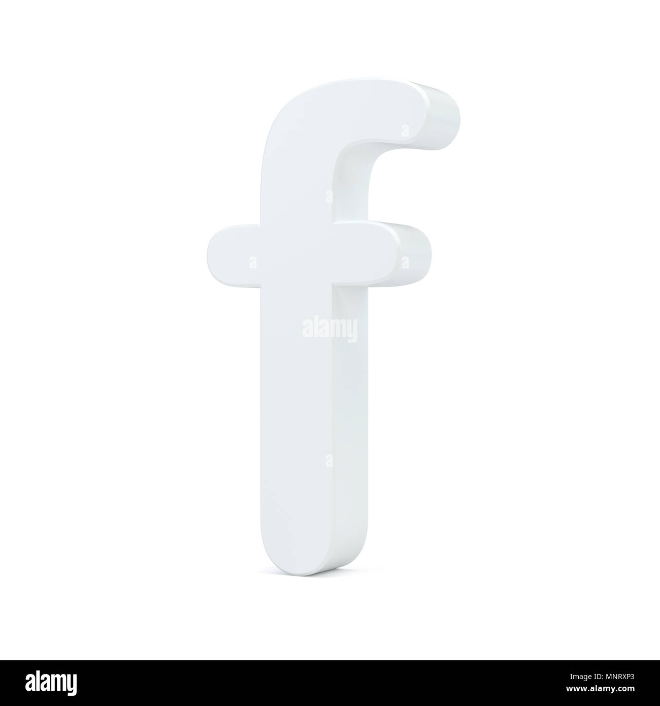White small letter F isolated on white background. 3d rendering Stock ...
