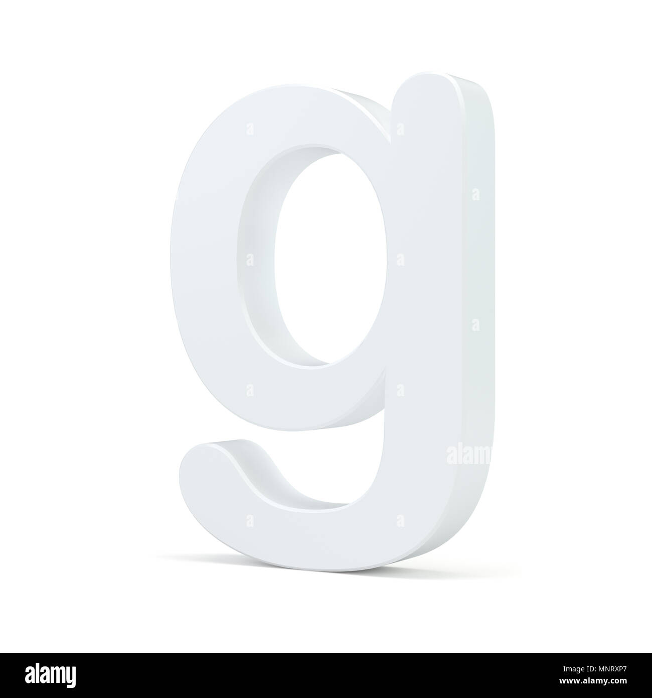 White small letter G isolated on white background. 3d rendering Stock ...