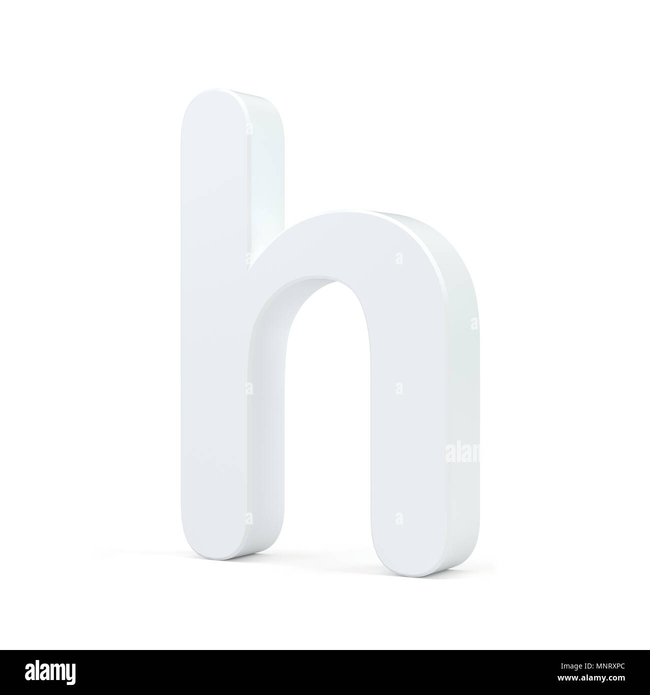 White small letter H isolated on white background. 3d rendering Stock ...