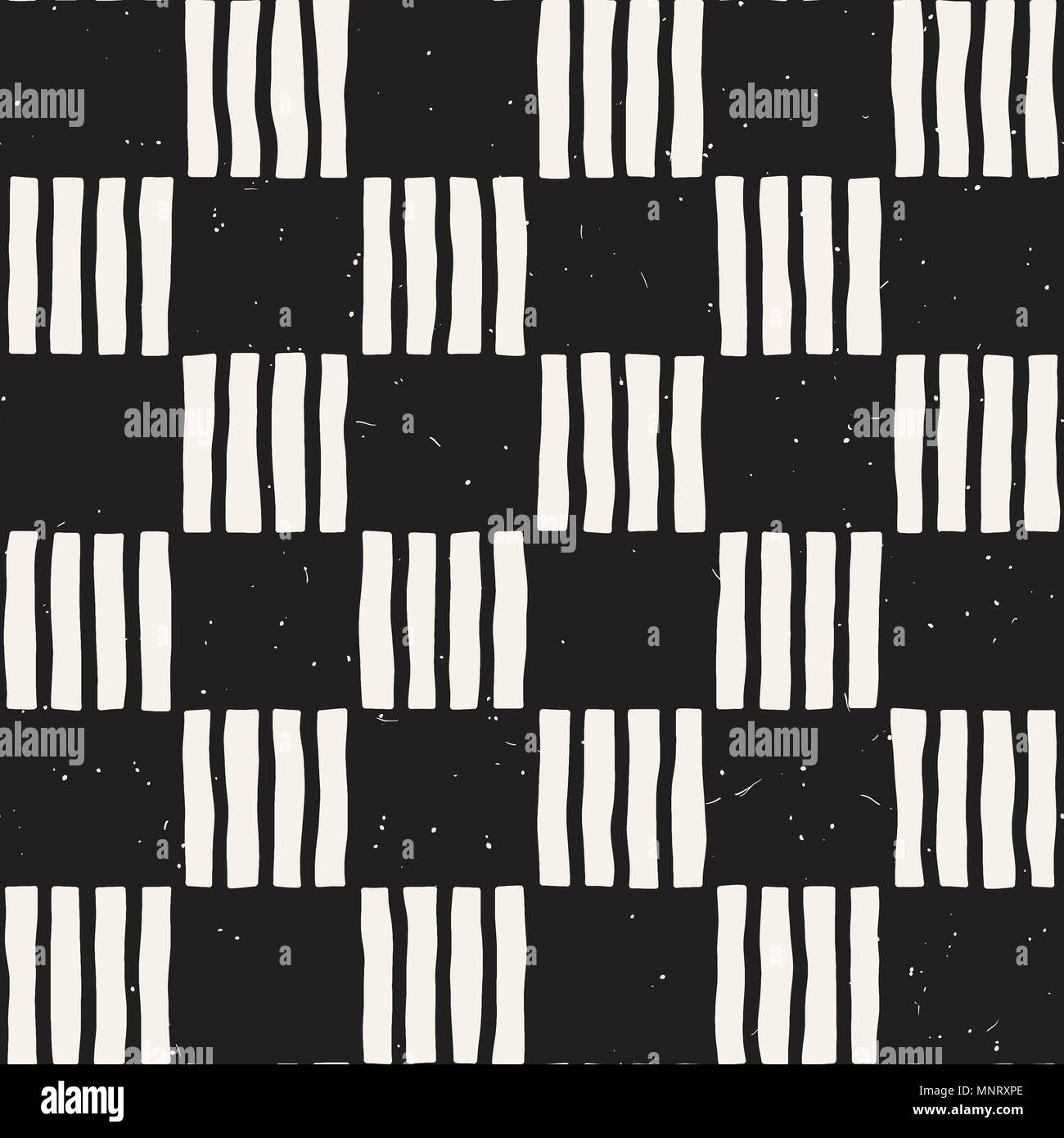 Hand drawn seamless repeating pattern with checker lines tiling. Grungy ...