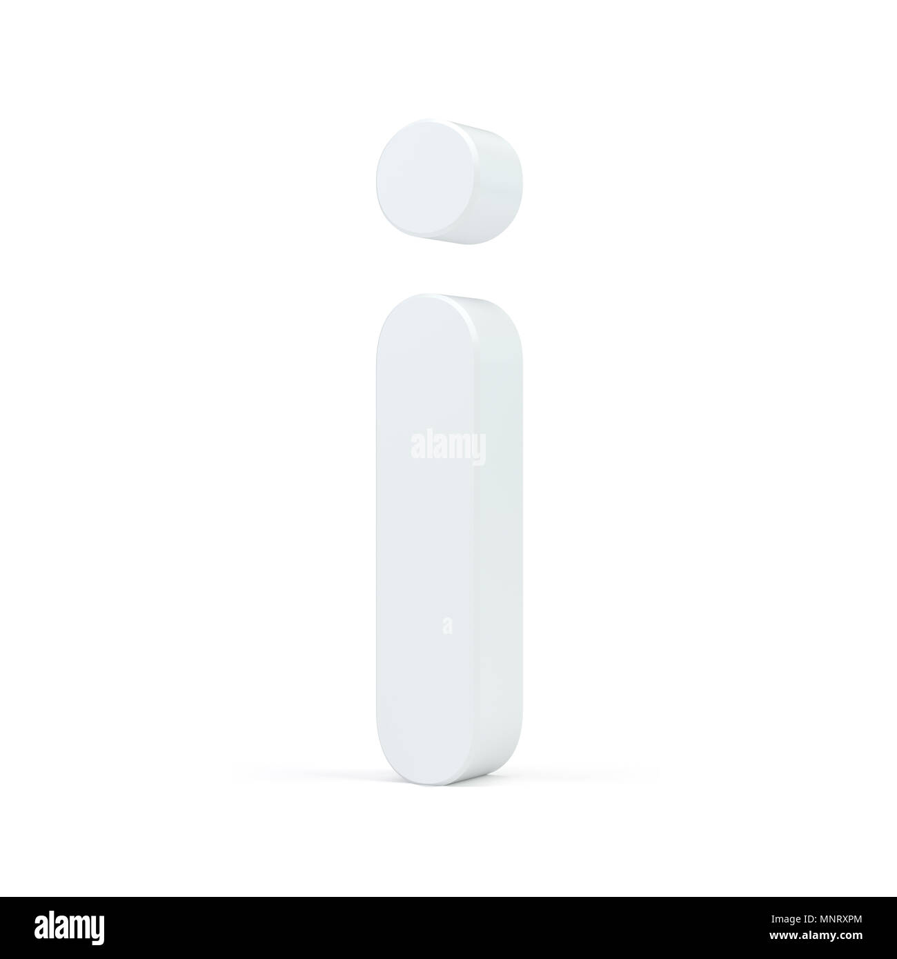 White small letter I isolated on white background. 3d rendering Stock ...