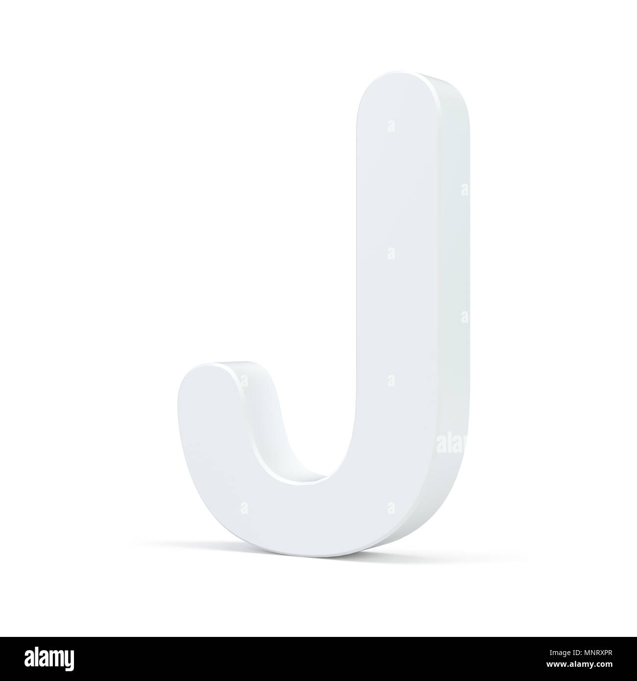 White letter J isolated on white background. 3d rendering Stock Photo ...