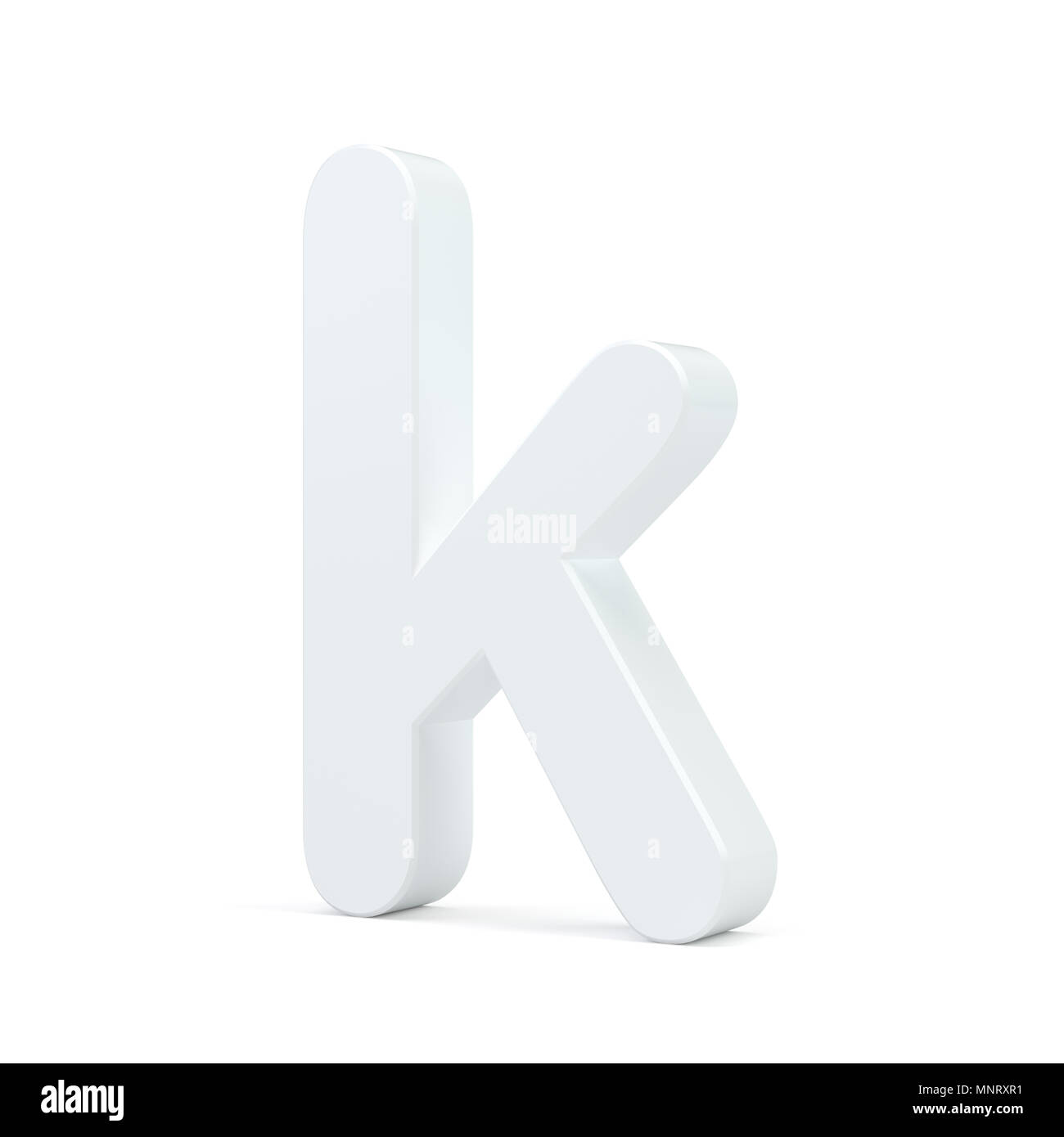 White small letter K isolated on white background. 3d rendering Stock ...