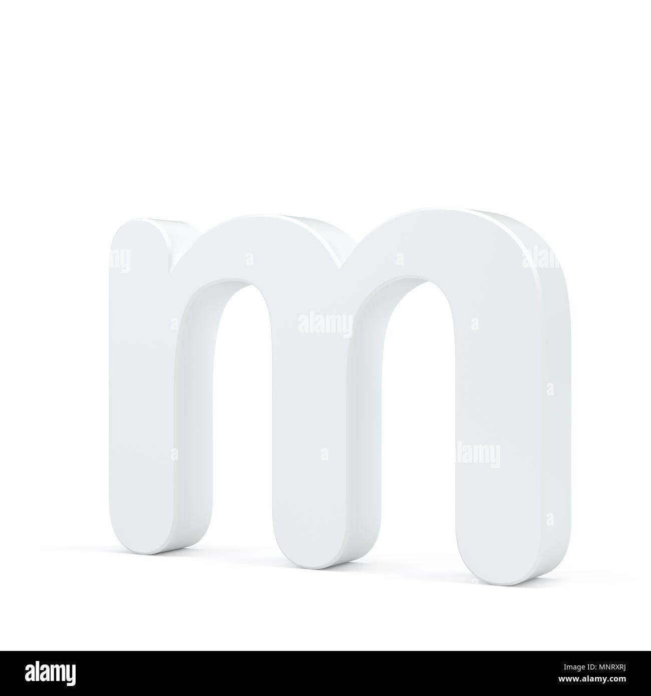 White small letter M isolated on white background. 3d rendering Stock ...