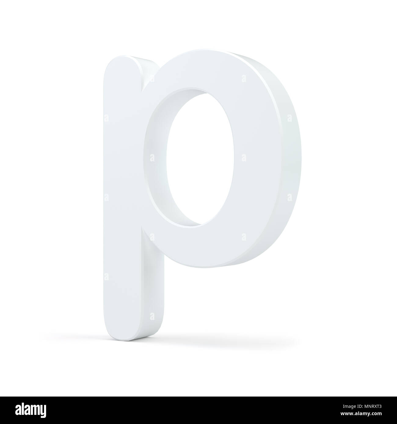 White small letter P isolated on white background. 3d rendering Stock ...
