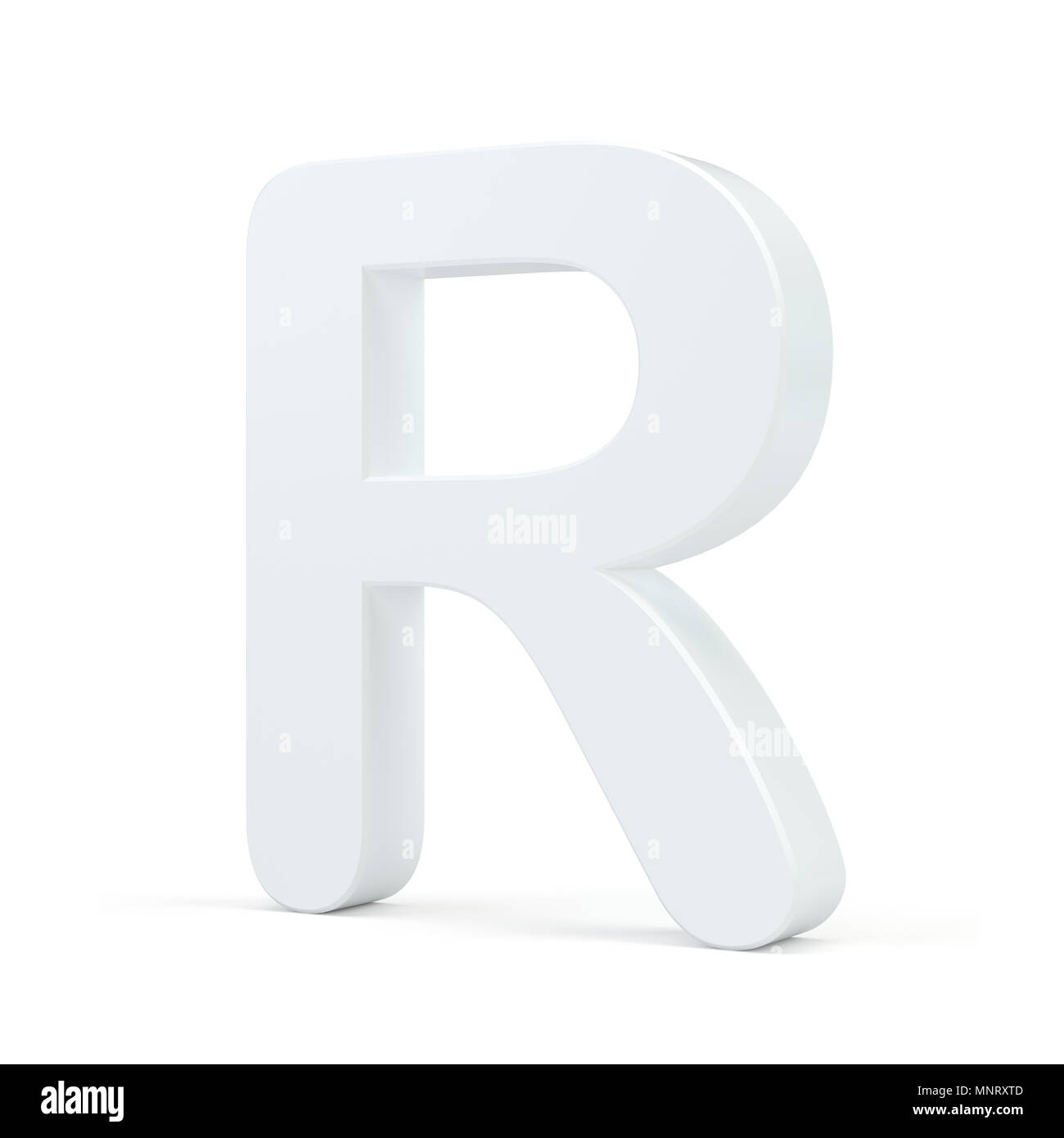 White letter R isolated on white background. 3d rendering Stock Photo ...