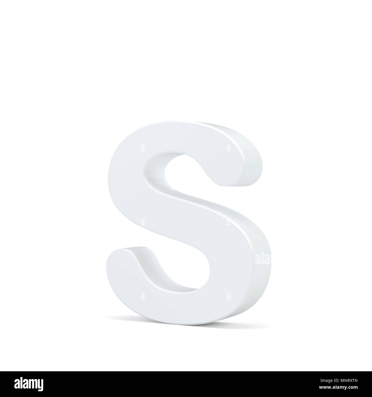 White small letter S isolated on white background. 3d rendering Stock ...