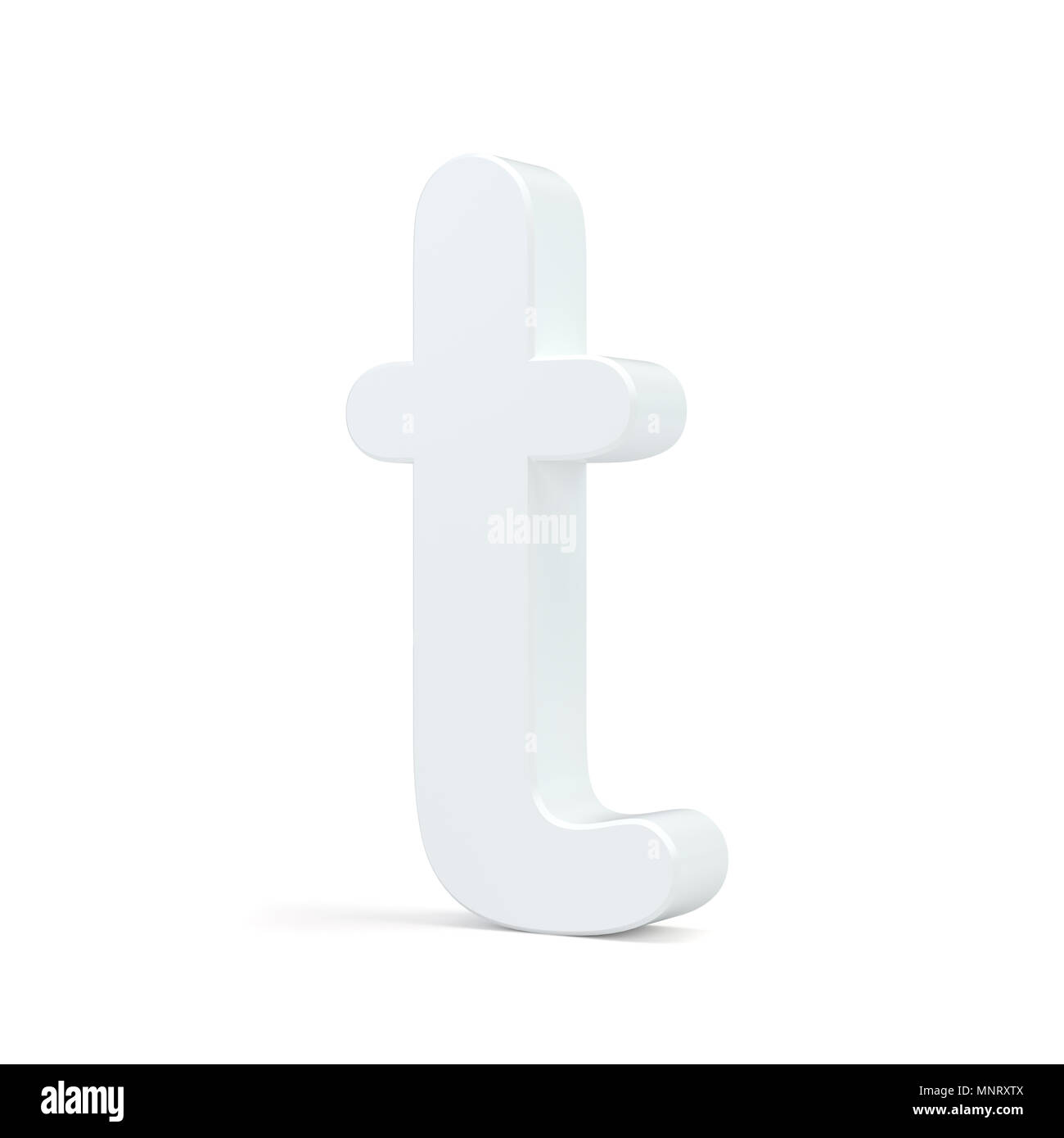 White small letter T isolated on white background. 3d rendering Stock ...