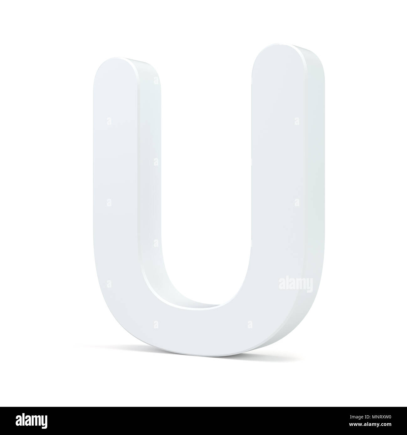 White letter U isolated on white background. 3d rendering Stock Photo ...