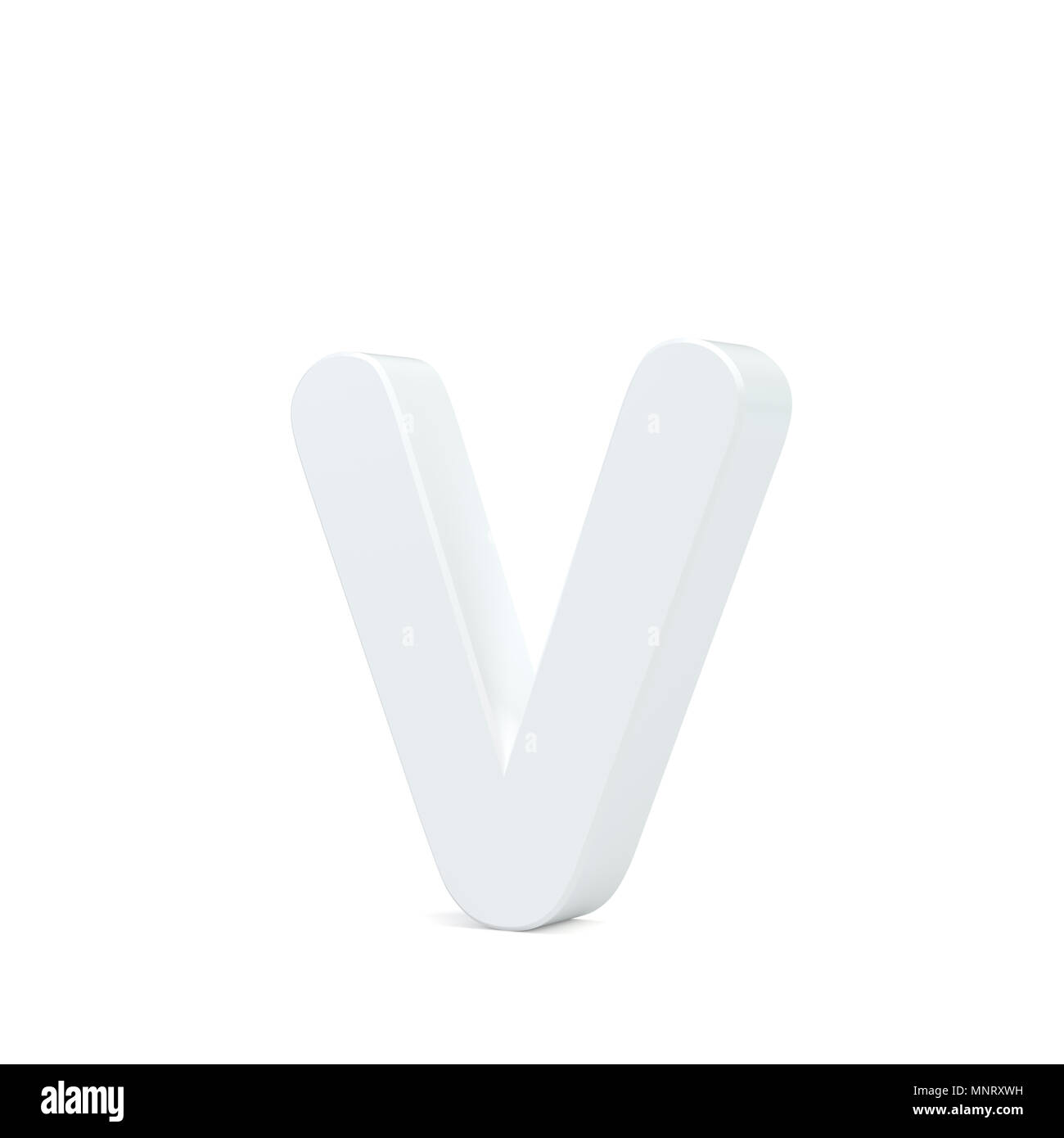 White small letter V isolated on white background. 3d rendering Stock ...