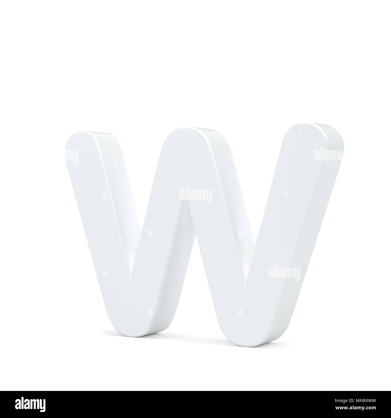White small letter W isolated on white background. 3d rendering Stock ...