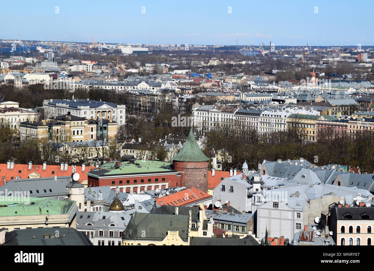 Riga, Latvia, 27 March, 2018. The Powder Tower - one of the medieval ...