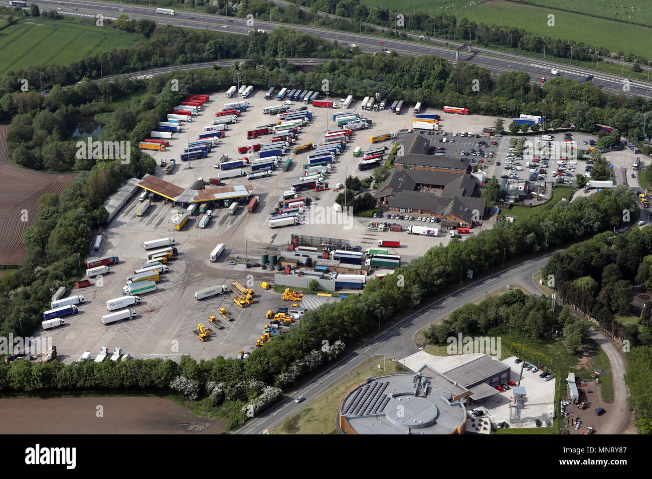 aerial view of Lymm Services (Lymm Poplar 2000 Services) on the M6 ...