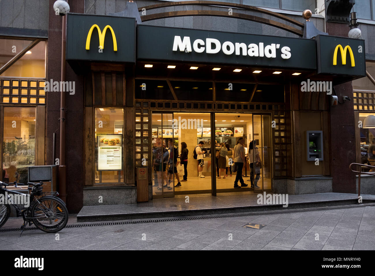 The exterior of a McDonald's fast food restaurant in Budapest, Hungary ...