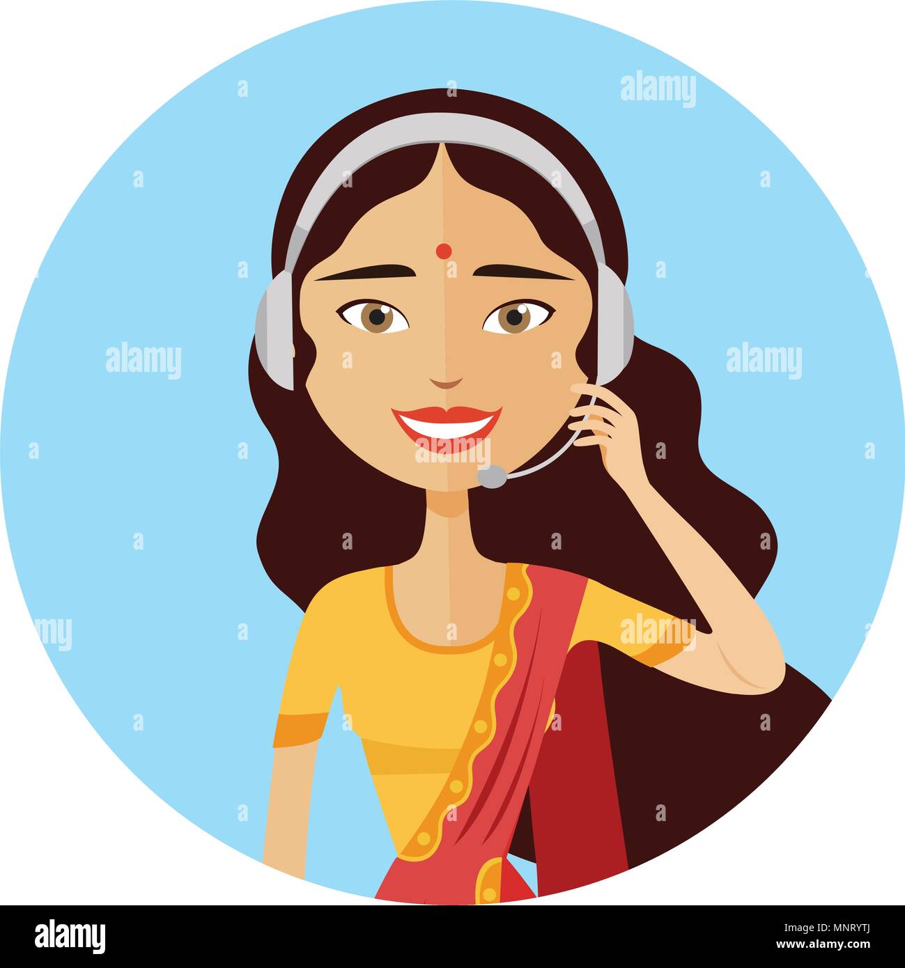 Customer service indian woman working in a call center vector ...