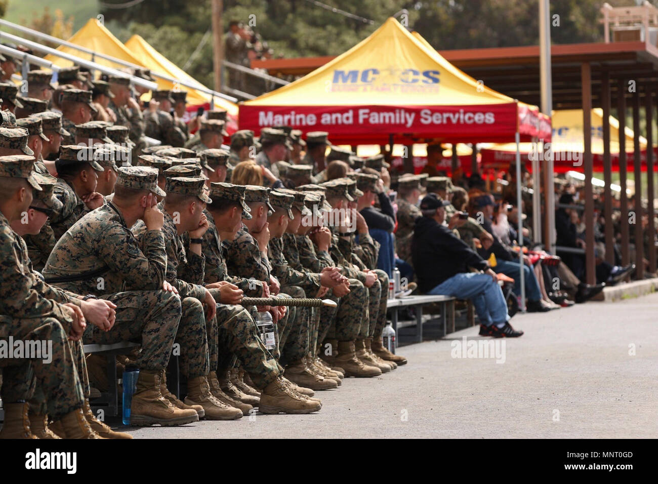 U.S. Marines with the School of Infantry – West, and their guests watch ...