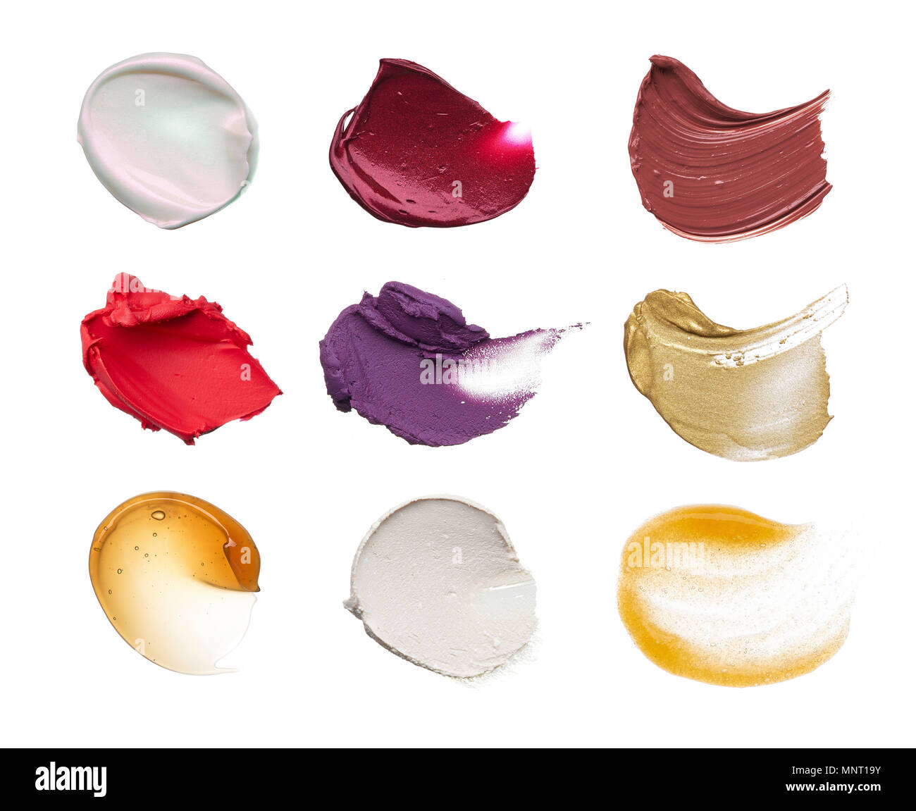 Smears of different colors are made by various cosmetic products ...