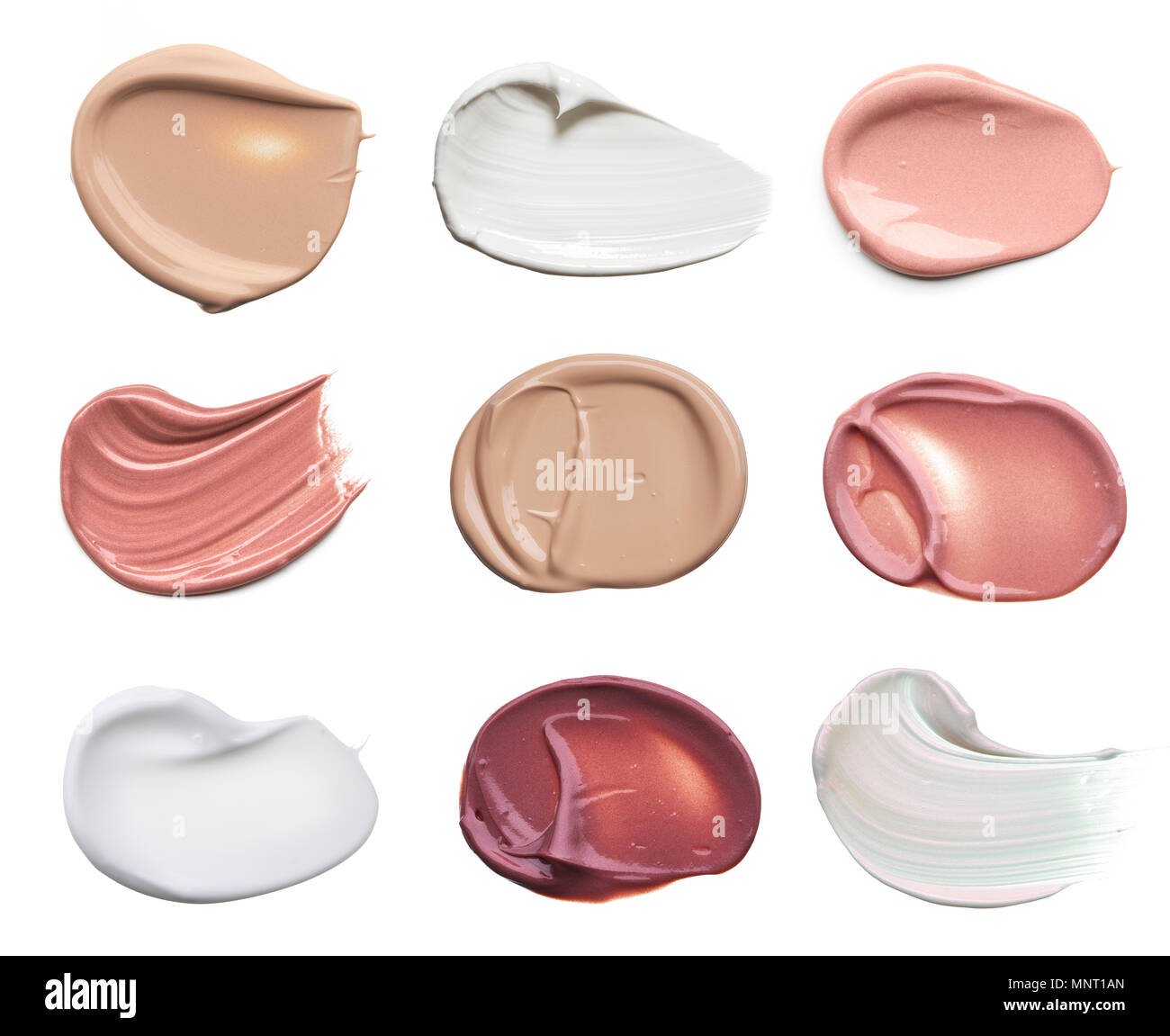 Smears of different colors are made by various cosmetic products ...