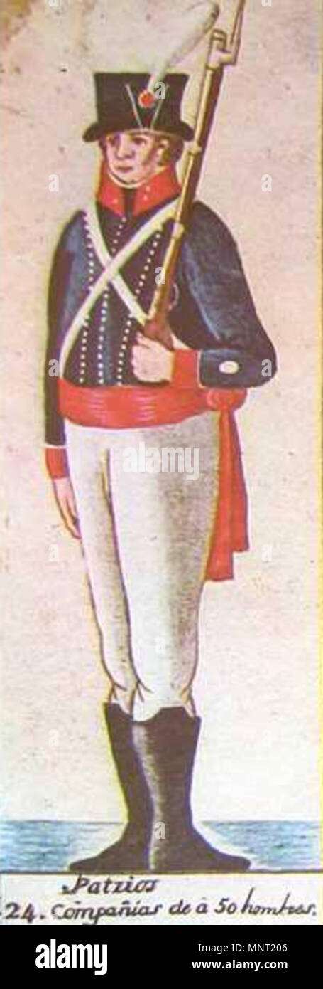 . Español: Uniforme de oficial del Regimiento de Patricios (tropa ...