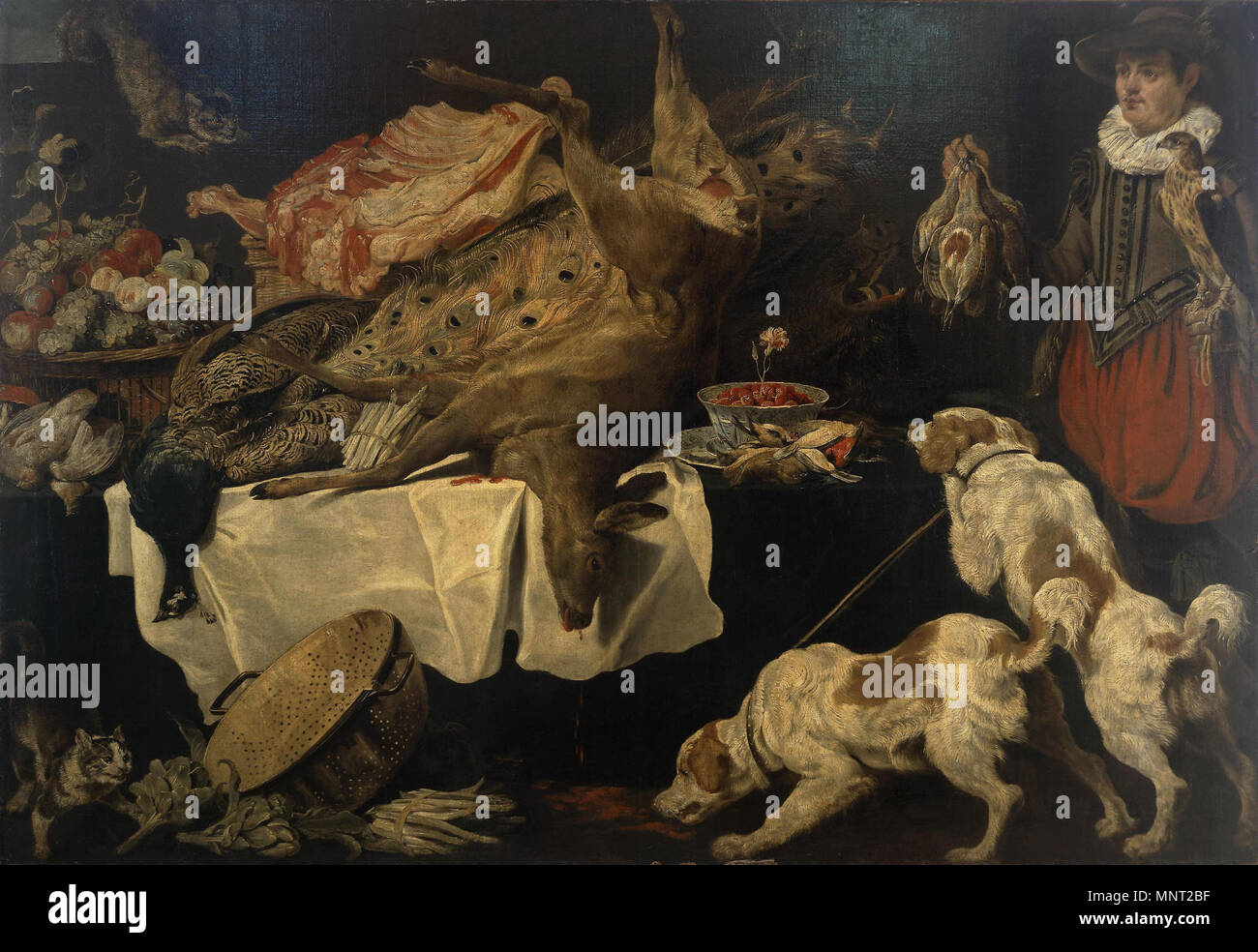 English: Hunter and Dogs by a Table with Dead Game and Fruit 1640-1650s ...
