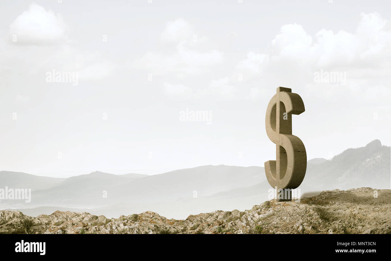 Money making and wealth concept presented by stone dollar symbol Stock ...