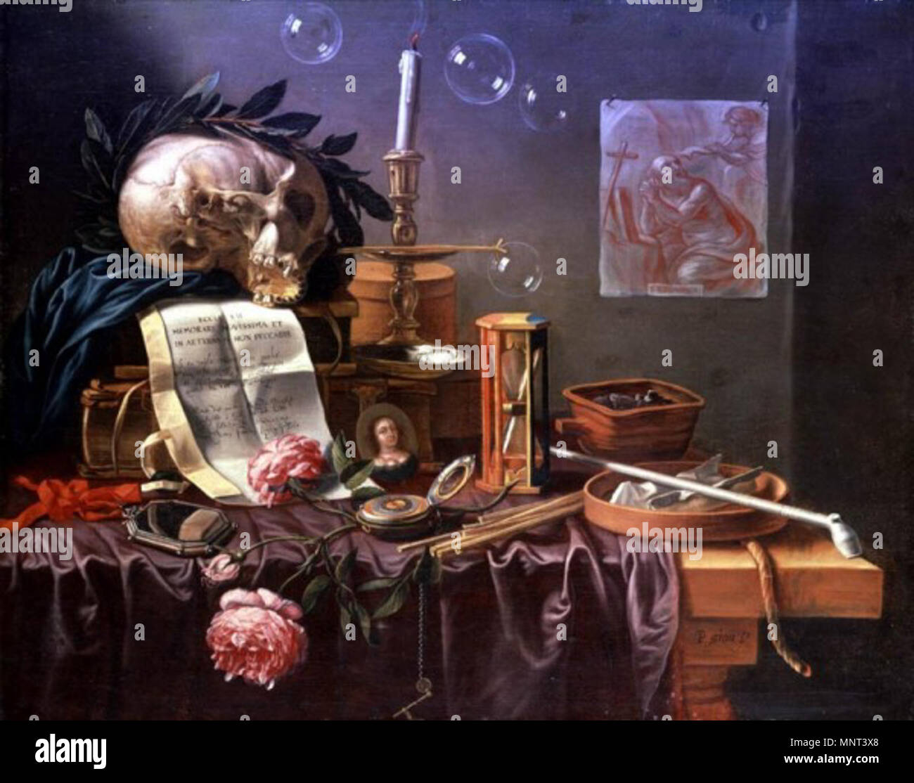 Vanitas still life with skull between 1637 and 1695. 971 Peeter Sion ...