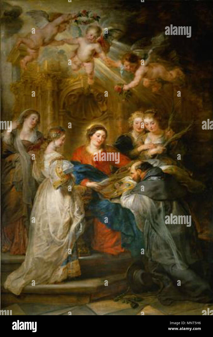 Deutsch: Ildefonso-Altar: Maria erscheint dem Hl. Ildefonso (Mittelteil), Erzherzog Albrecht der ...