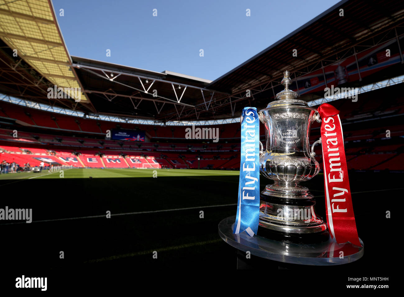 A detail view of the FA Cup before the Emirates FA Cup Final at Wembley ...