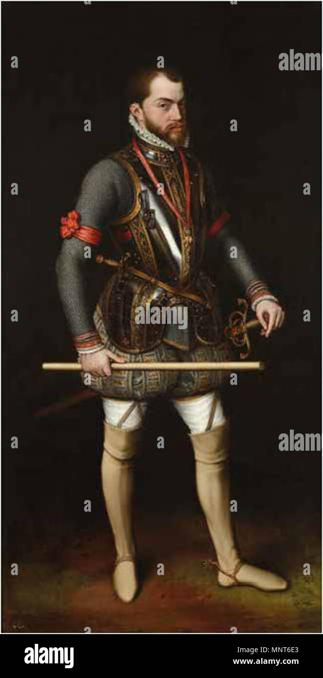 Felipe II en la jornada de San Quintín . Español: Retrato del rey ...