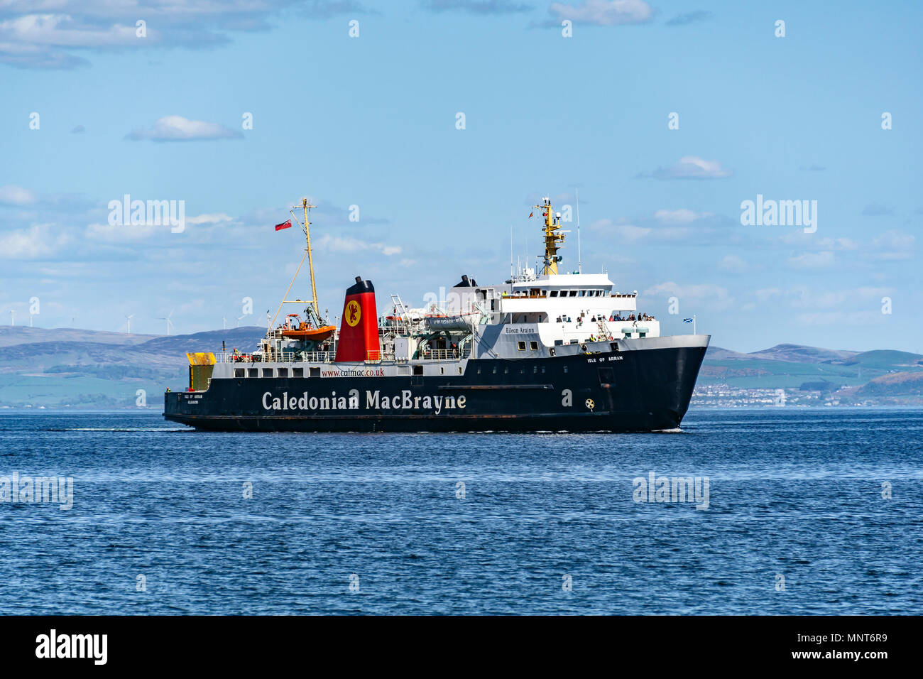 CalMac car and passenger ferry Isle of Arran at the new Caledonian MacBrayne ferry terminal in ...