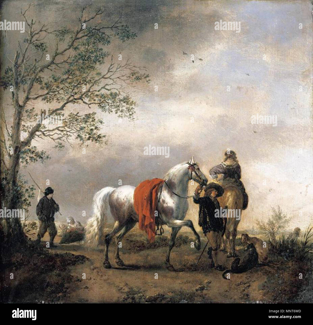 English: Cavalier Holding a Dappled Grey Horse second half of 17th ...