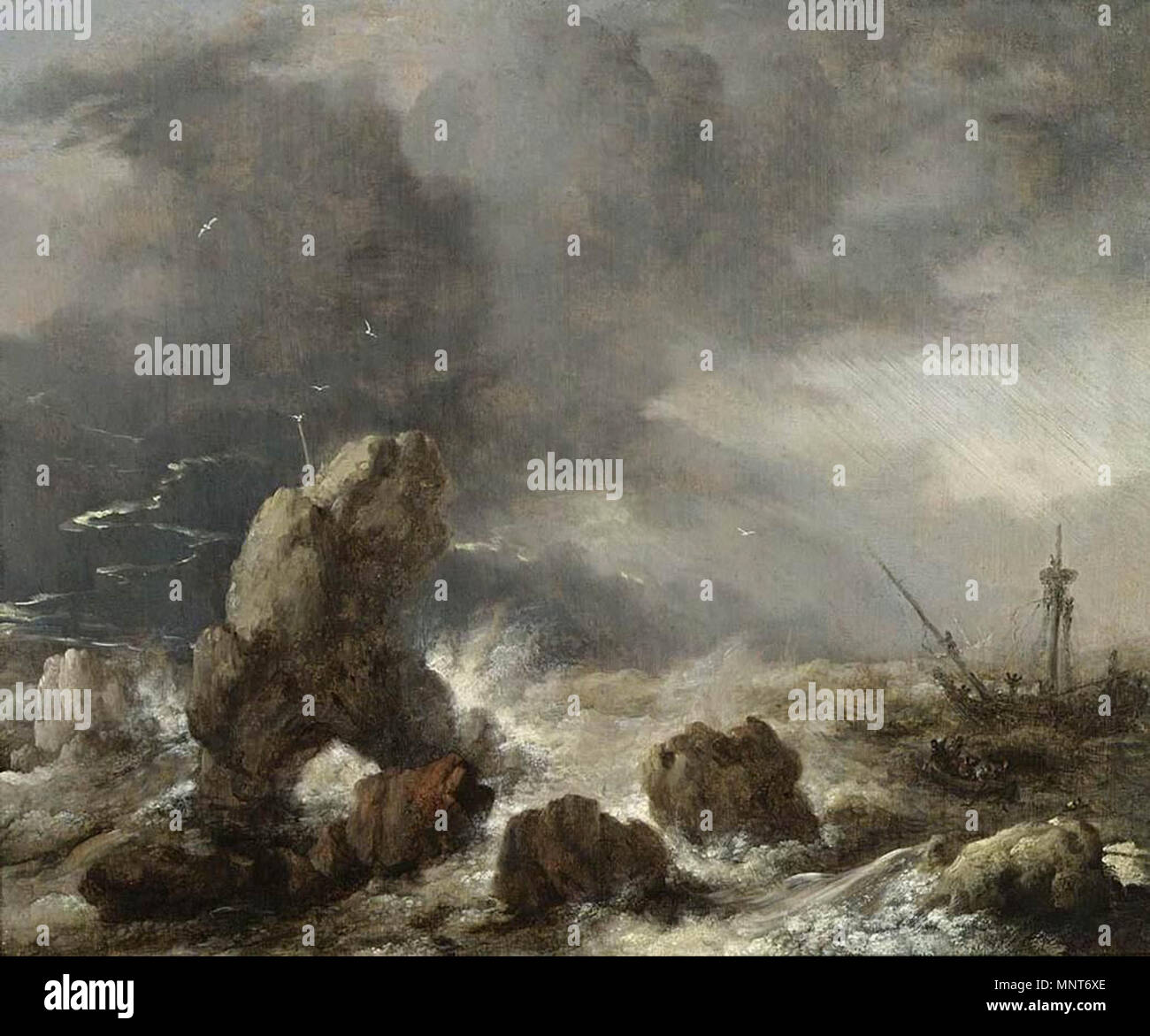 English: Ships Foundering in Stormy Seas 1650s. 983 Philips Wouwerman ...