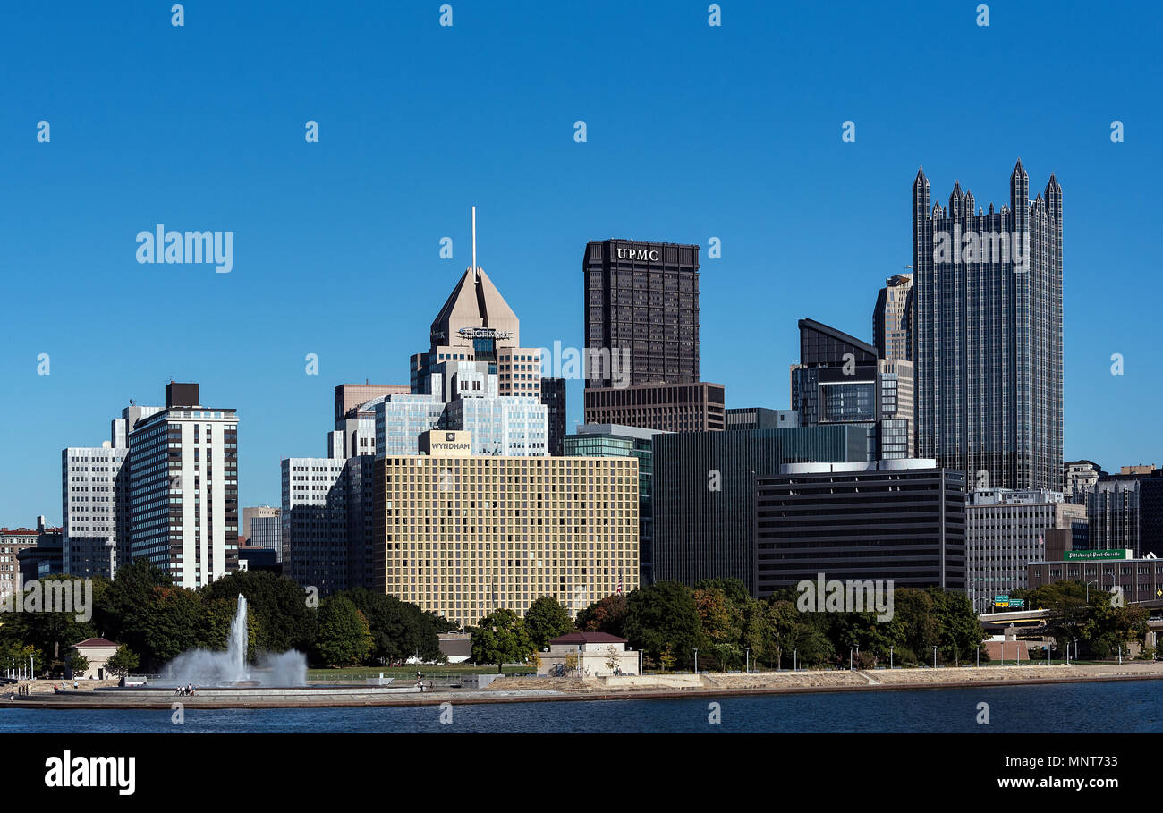 City skyline at the Three Rivers intersection, Pittsburgh, Pennsylvania ...