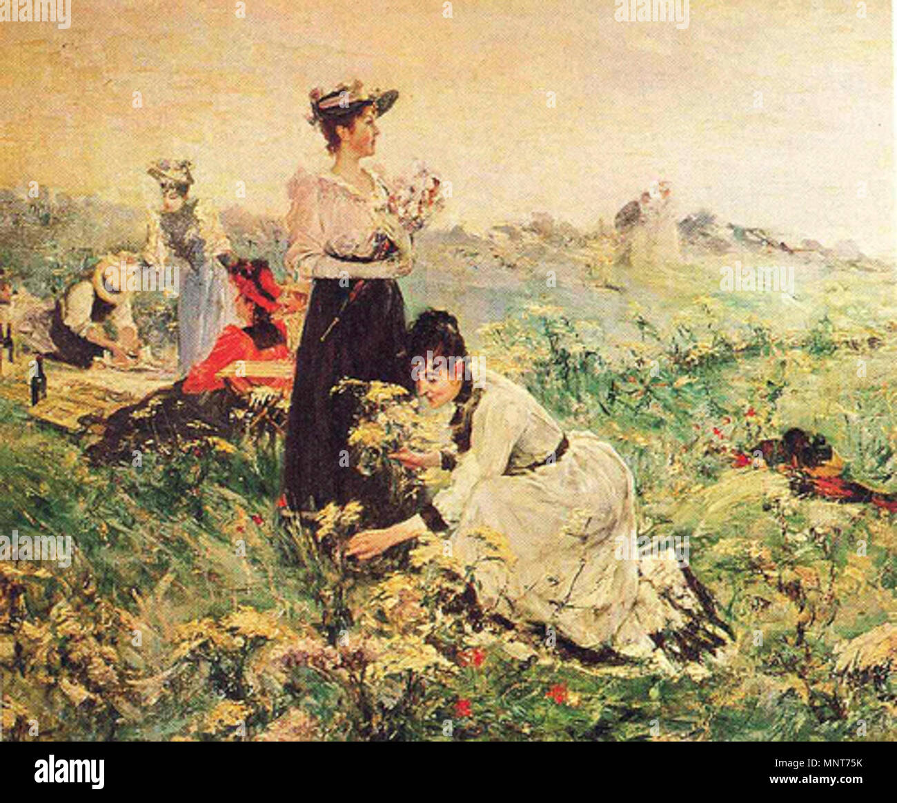 . English: Picnic in Normandy painting by Juan Luna . circa 1880s. Juan ...