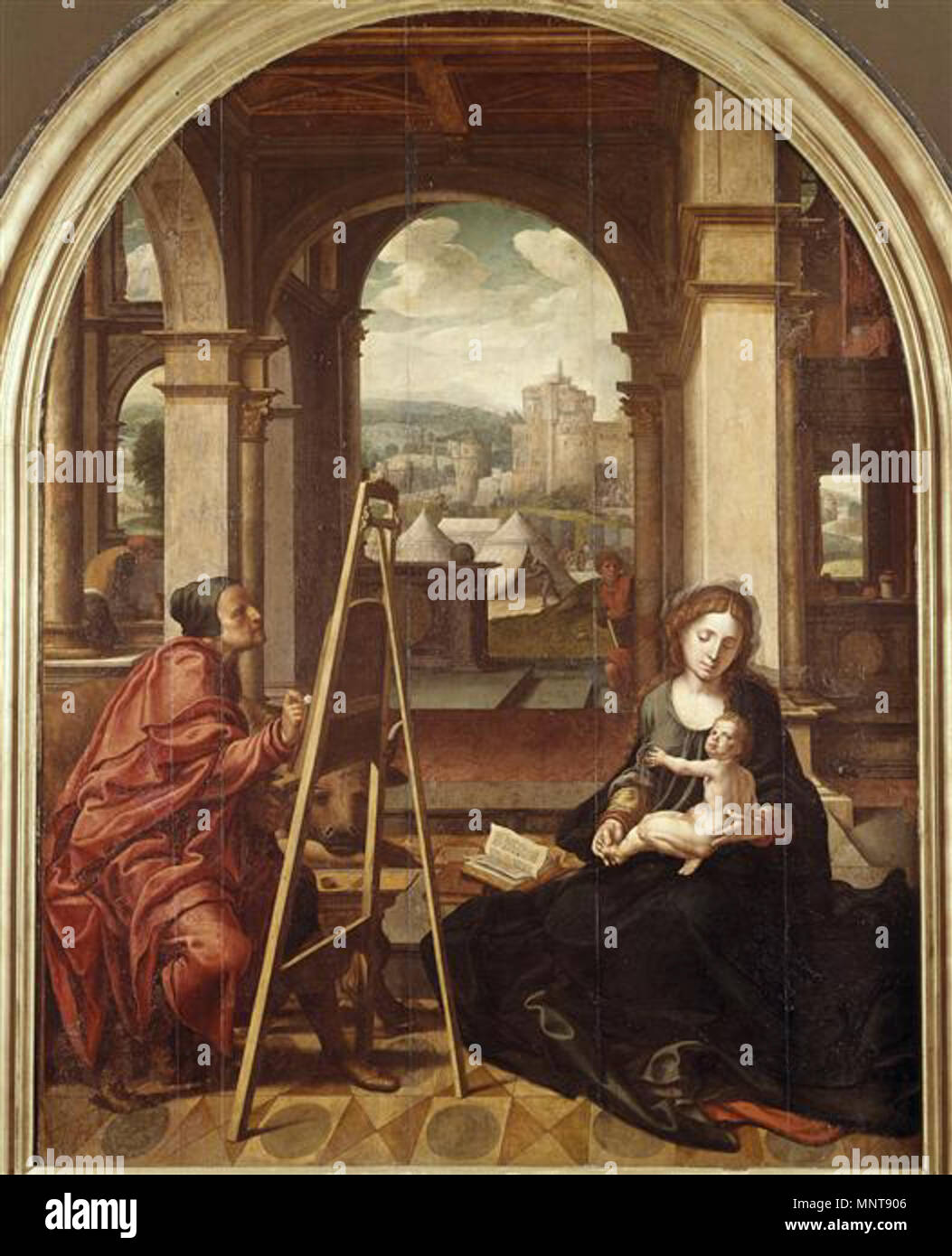 English: Saint Luke paints the Virgin 16th century. 991 Pieter Coecke van Aelst - Saint Luke ...