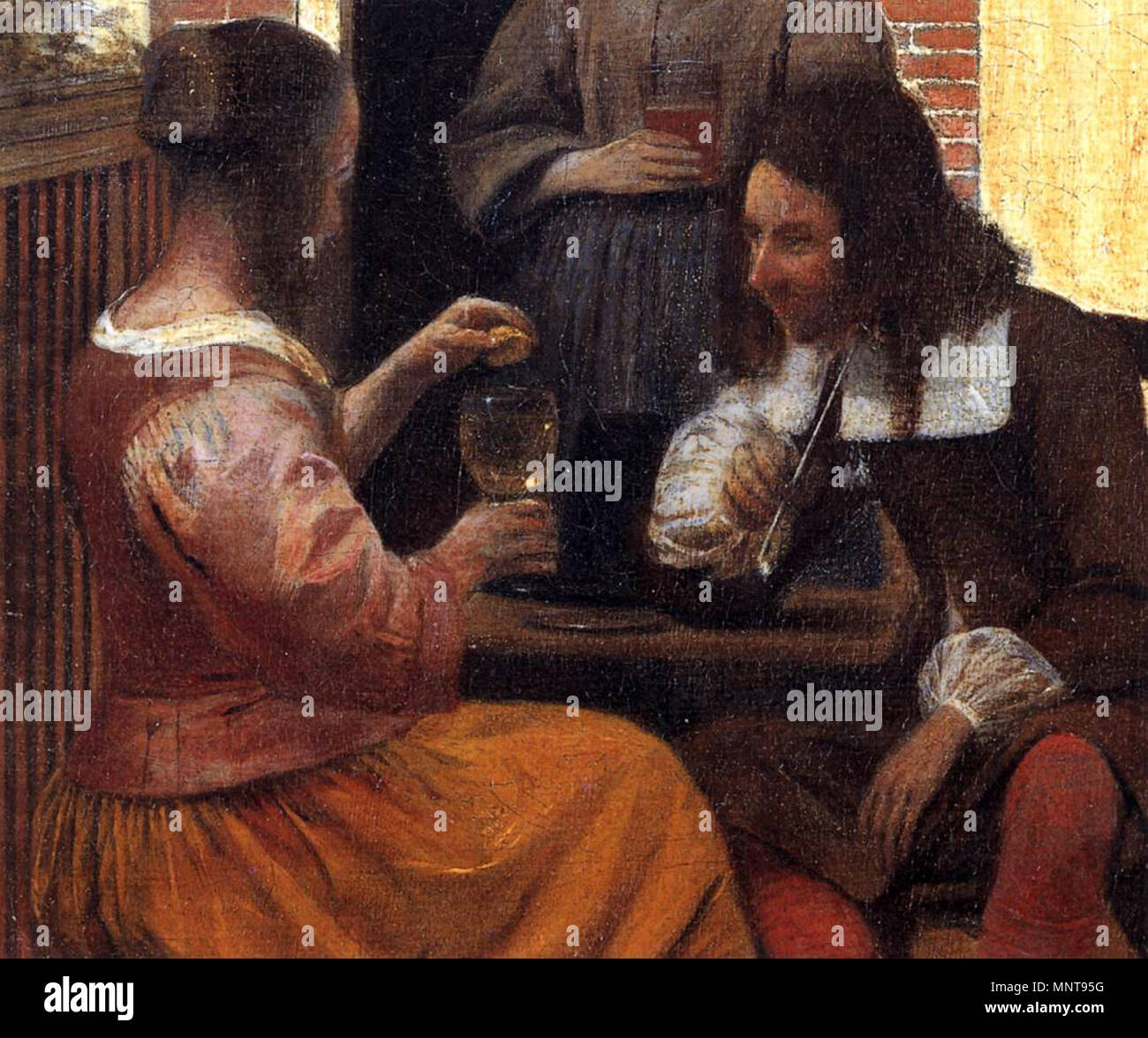 A Company in the Courtyard behind a House, detail circa 1663-1665. 992 ...