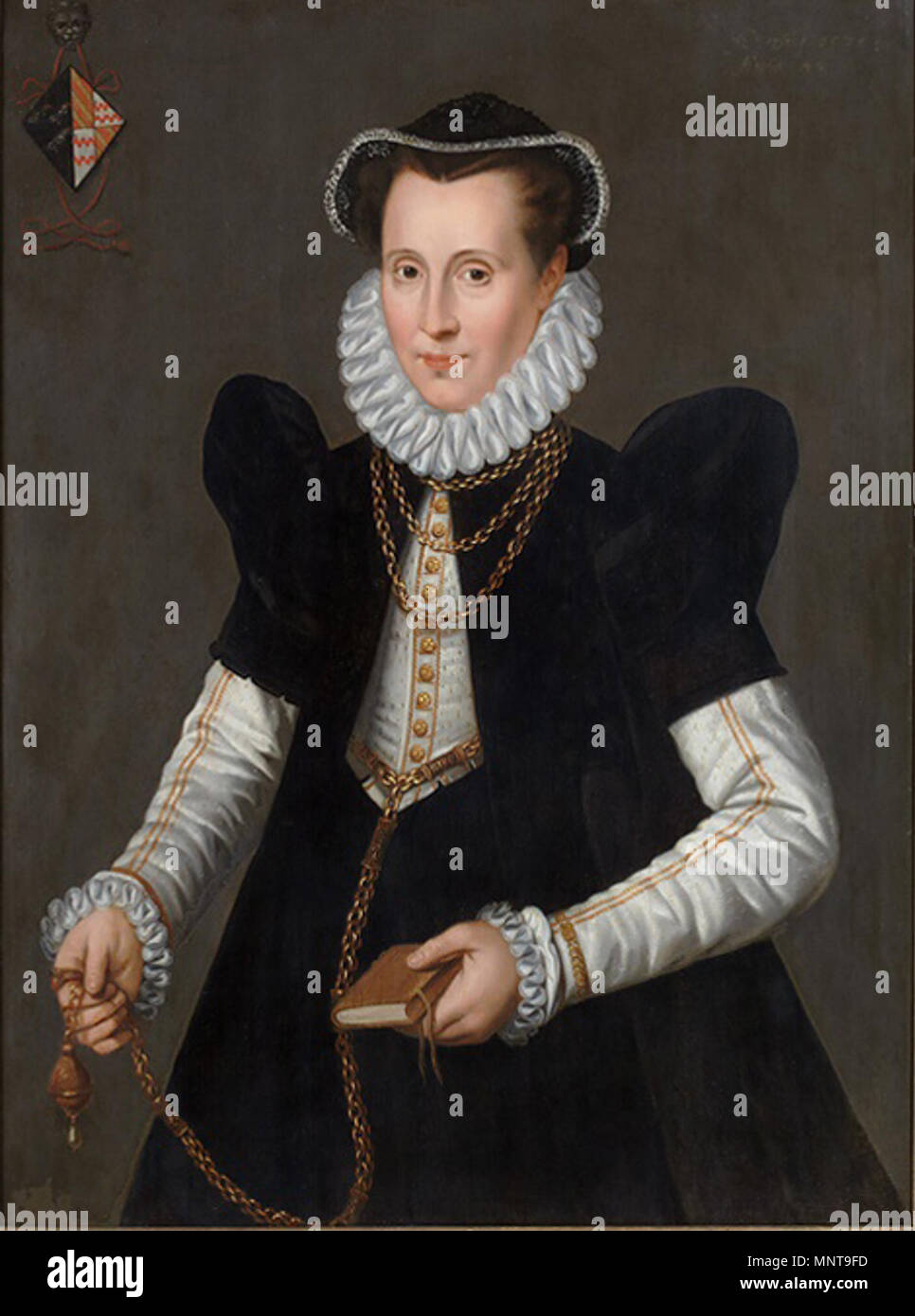 . English: Portrait of Anna van Renoy holding a book and a pomander . 1575. 993 Pieter Pourbus ...