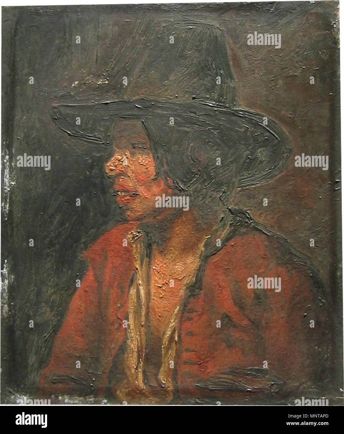 . English: A painting by Piet Verhaert,Typical style, boy with hat ...