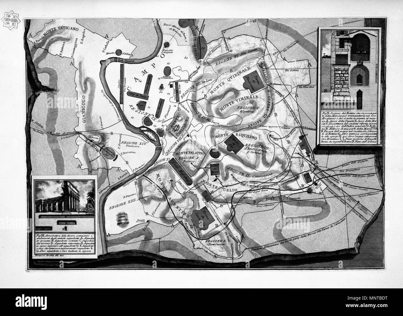 Maps of ancient Roman aqueducts in Rome, part 2 1756. 1000 Piranesi ...