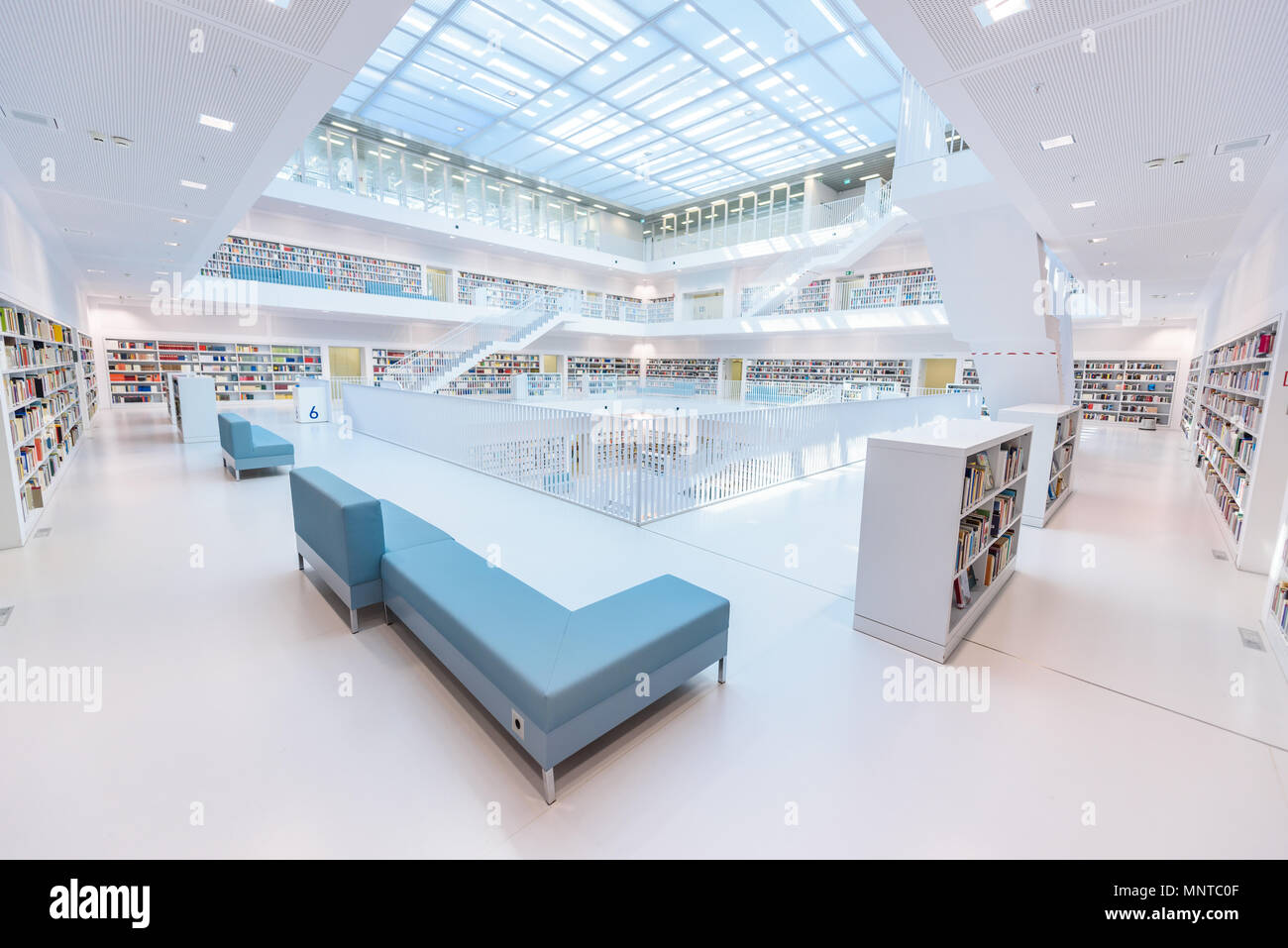 Modern Public City Library - STUTTGART, GERMANY - White interior with ...